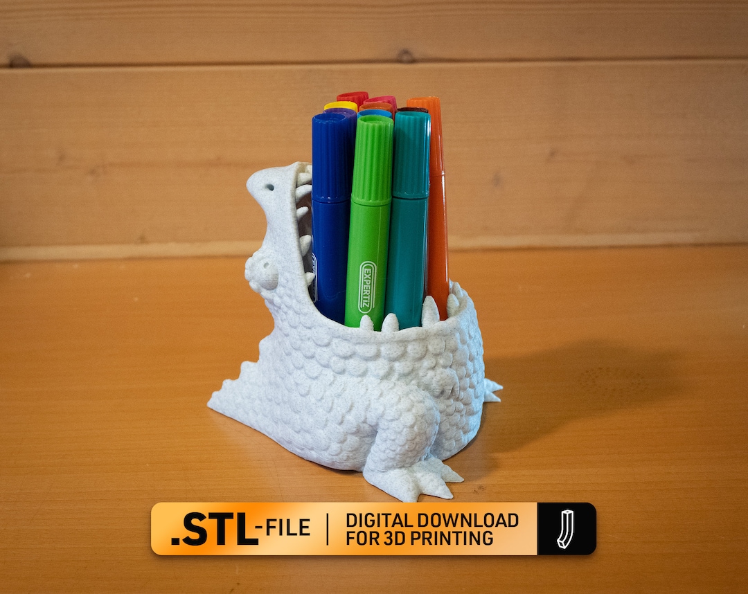 Cute Dino Pen Jar, Desk Pot, Pencil Case - STL File for 3D Printing - Etsy