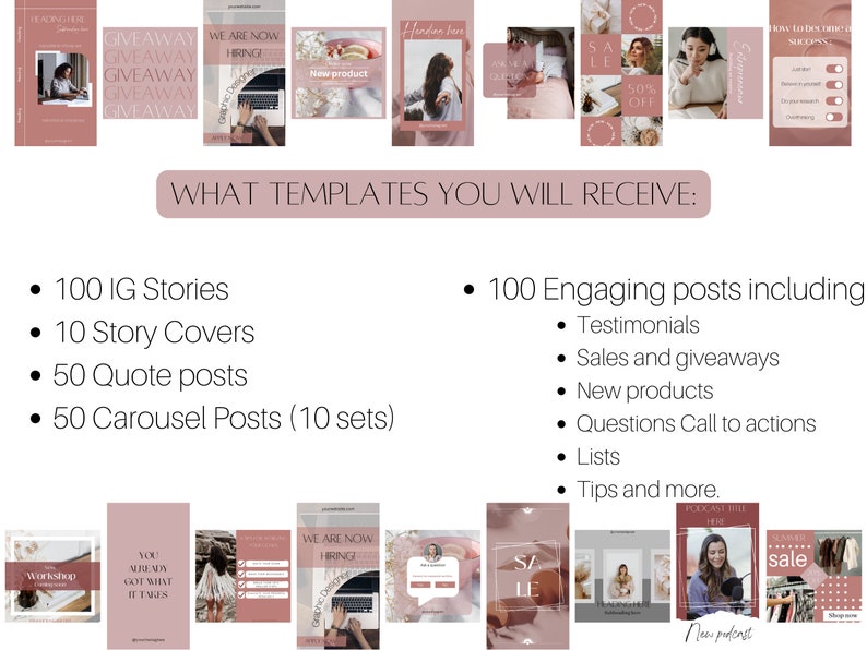 Pink Instagram Post Template Engaging Instagram Posts and - Etsy