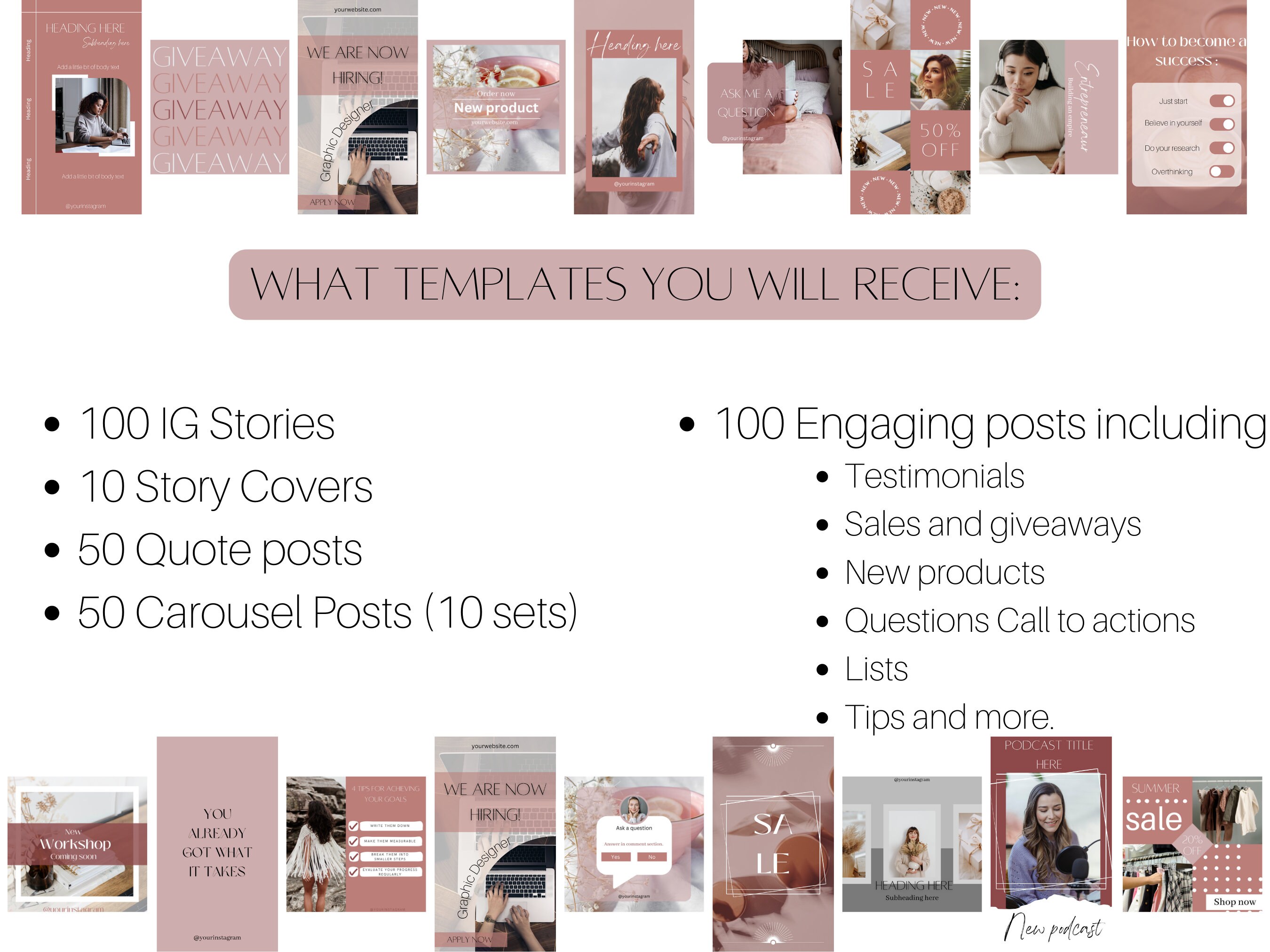 Pink Instagram Post Template Engaging Instagram Posts and - Etsy