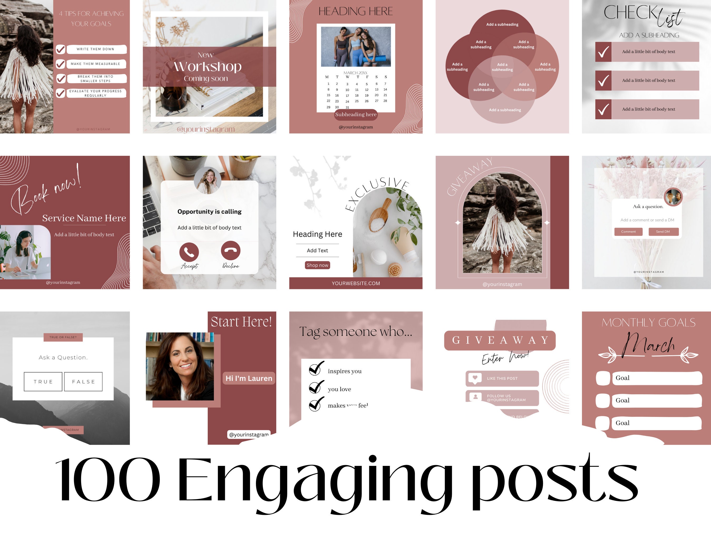 Pink Instagram Post Template Engaging Instagram Posts and - Etsy
