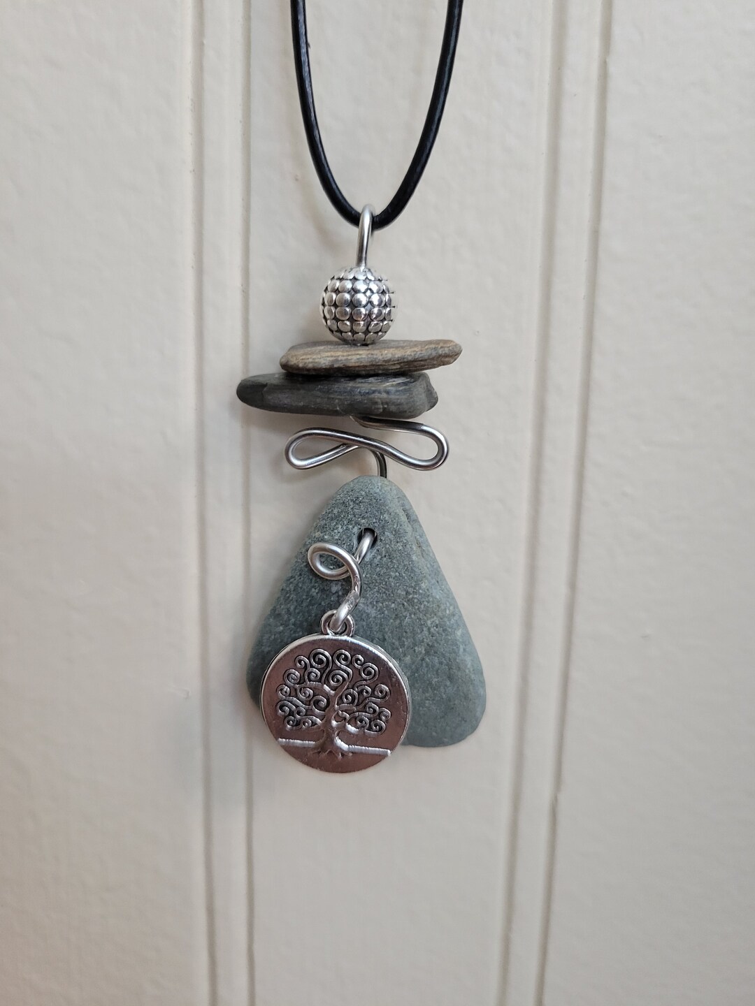River Rock Necklace With Tree of Life. - Etsy