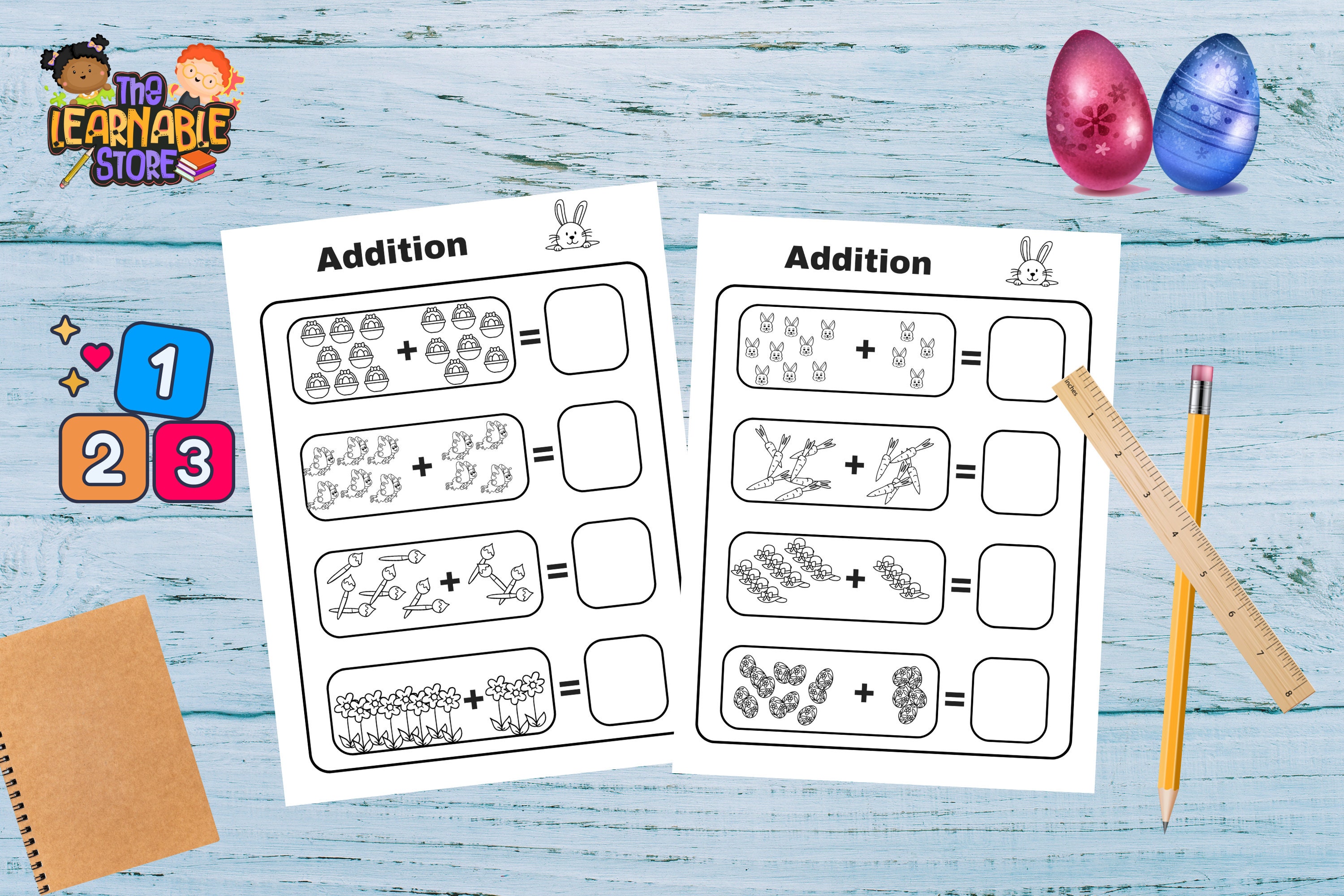Easter Math Worksheet for Kids Learning Basic Addition and Subtraction ...
