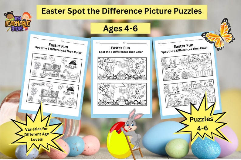 Easter Spot the Difference Game for Kids Ages 4-8 10 Ready to Print ...