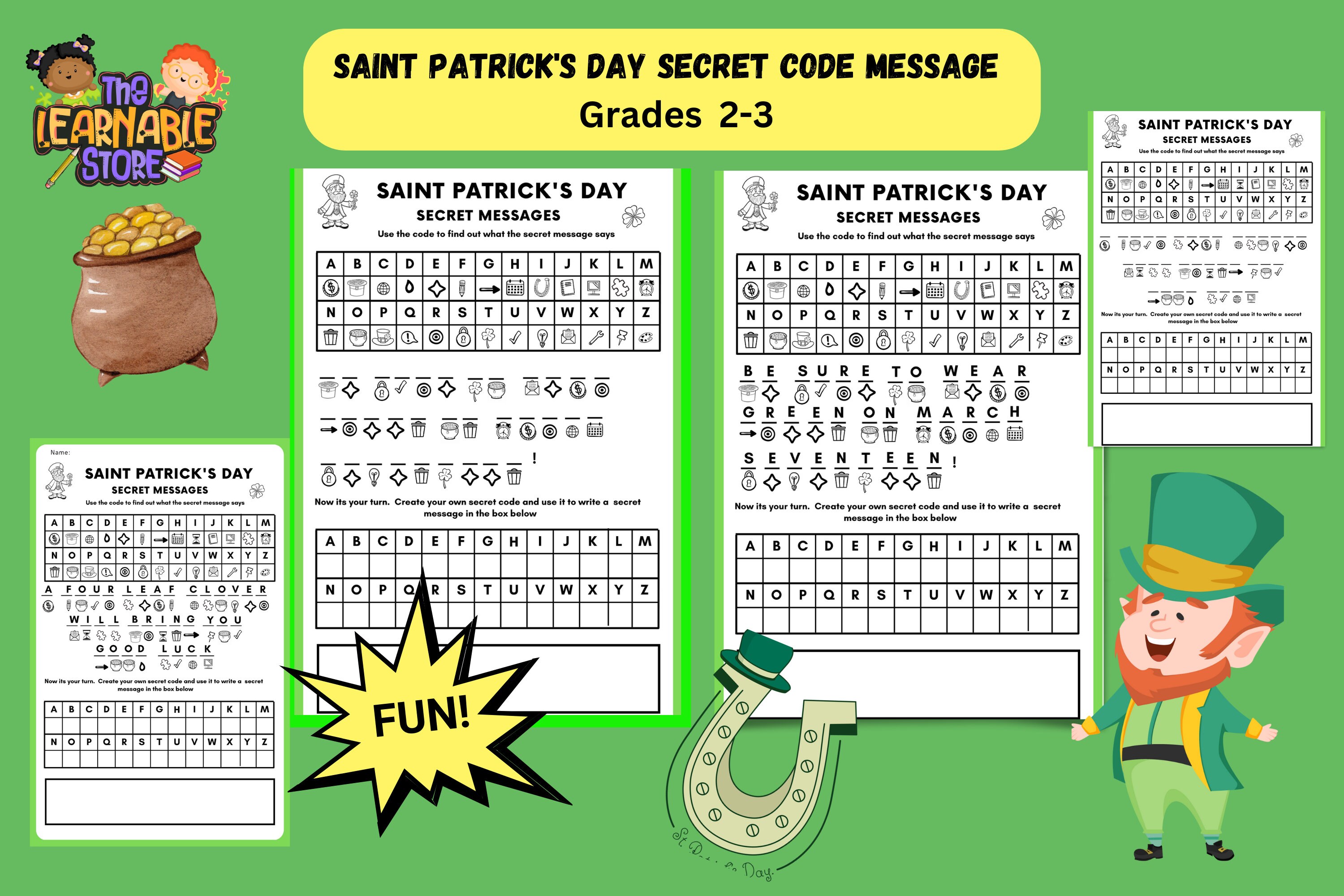 Saint Patrick's Day Games-secret Code Messages for Children | Set of 4 ...