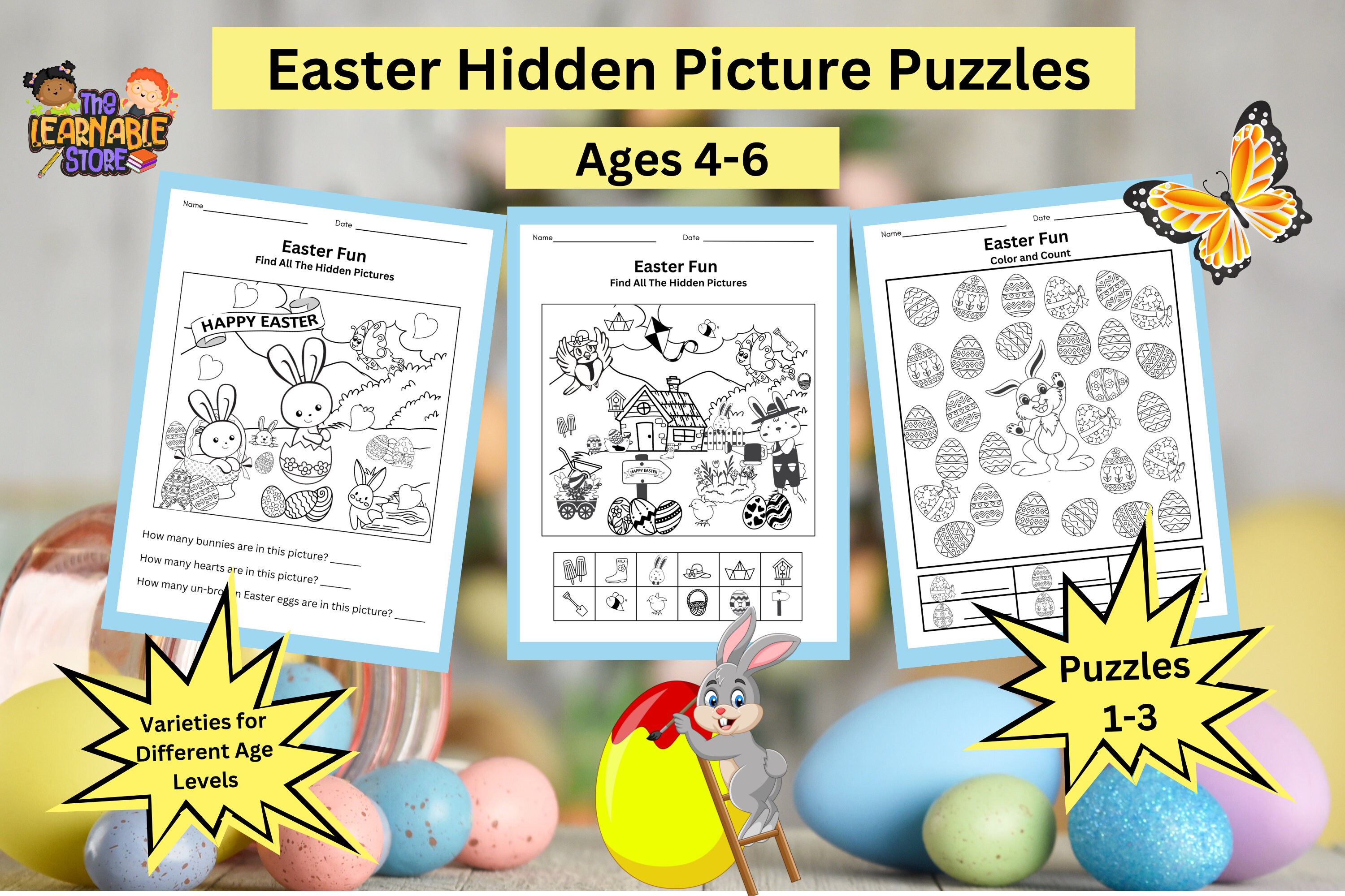 Easter Search and Find Pages for Kids 8 Print Ready PDF I Spy Games ...