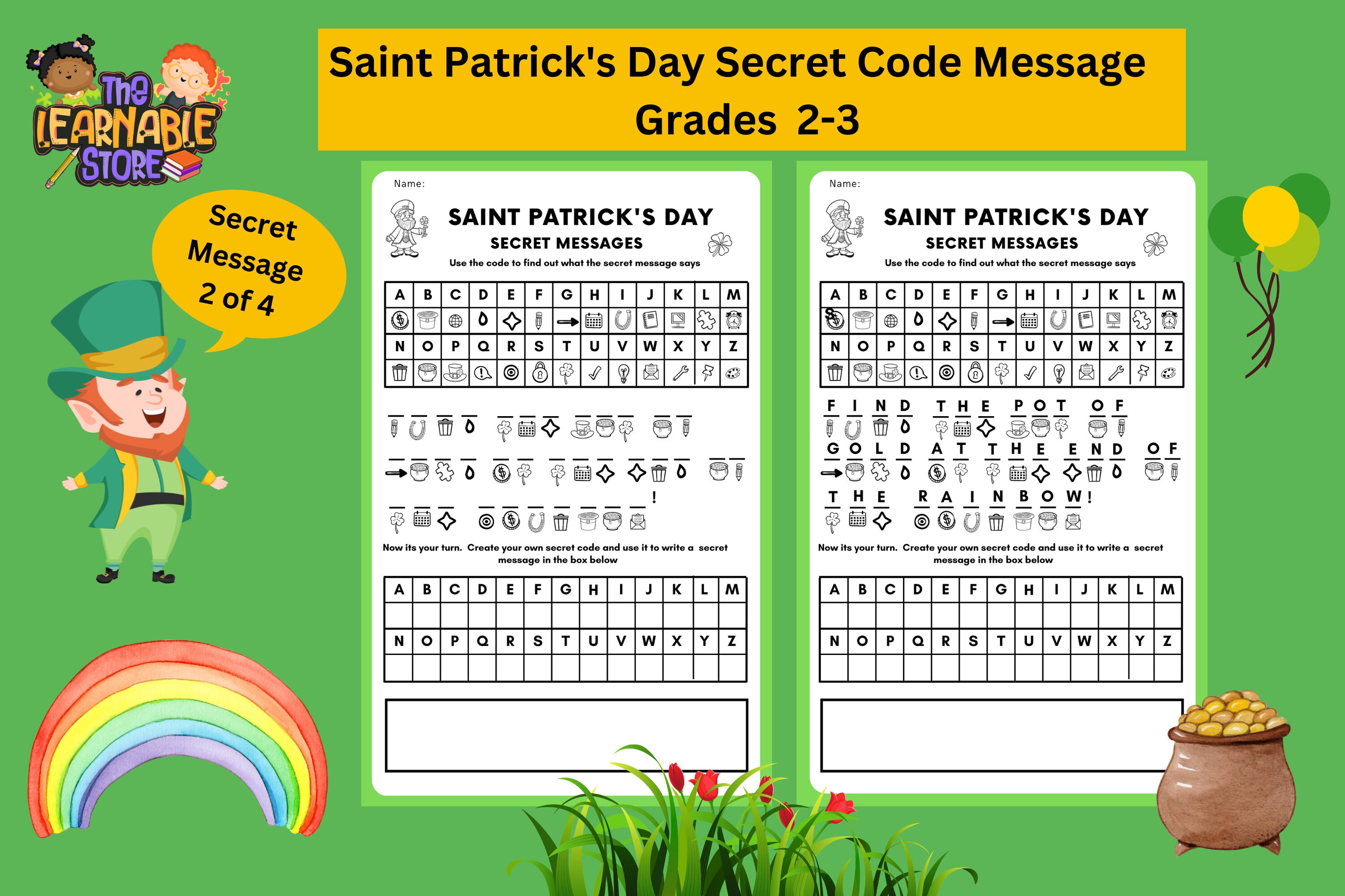 Saint Patrick's Day Games-secret Code Messages for Children | Set of 4 ...