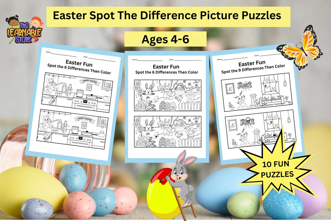 Easter Spot the Difference Game for Kids Ages 4-8 | 10 Ready to Print ...