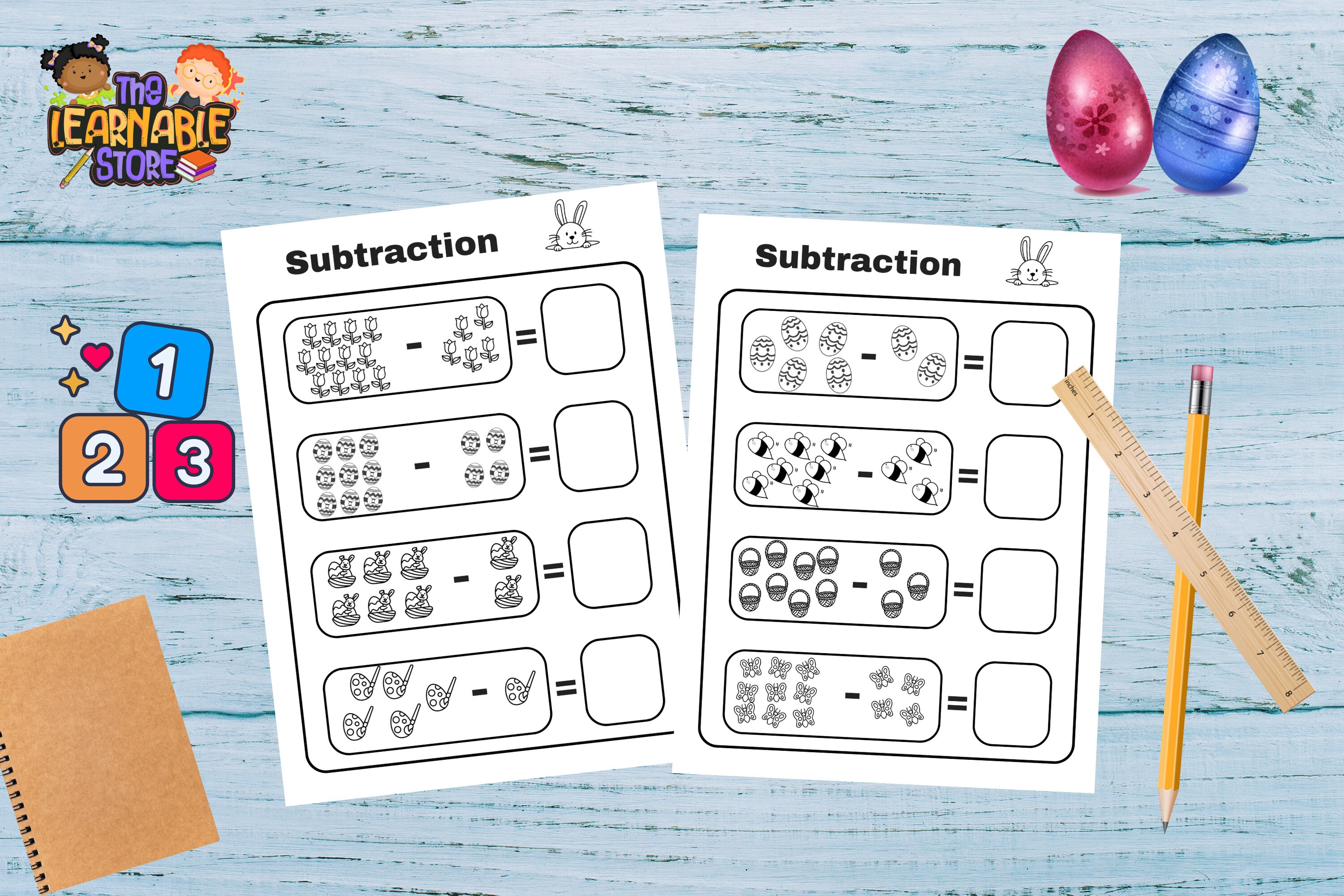 Easter Math Worksheet for Kids Learning Basic Addition and Subtraction ...