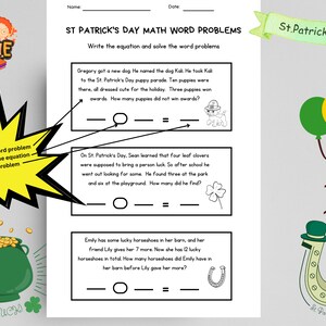 Saint Patrick’s Day Word Math Problems for Grades 1-3 | Set Includes 15 ...