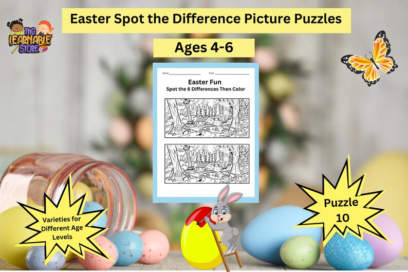 Easter Spot the Difference Game for Kids Ages 4-8 | 10 Ready to Print ...