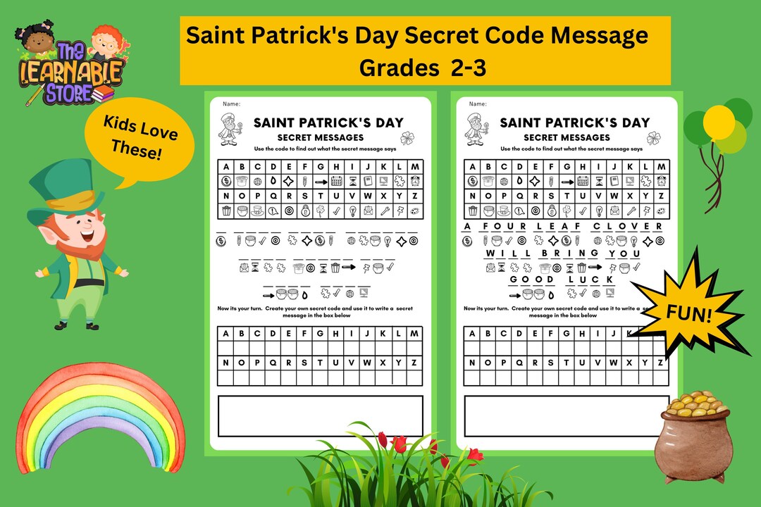 Saint Patrick's Day Games-secret Code Messages for Children | Set of 4 ...