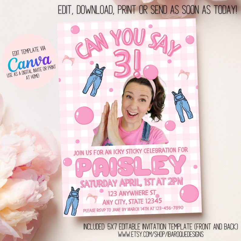 Editable Ms Rachel Birthday Invitation Ms Rachel Party - Etsy UK