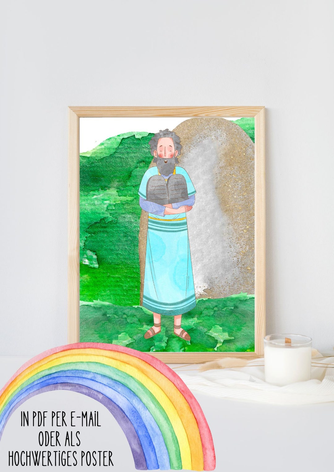 Christian Poster Moses and the 10 Commandments Children's Room Art ...