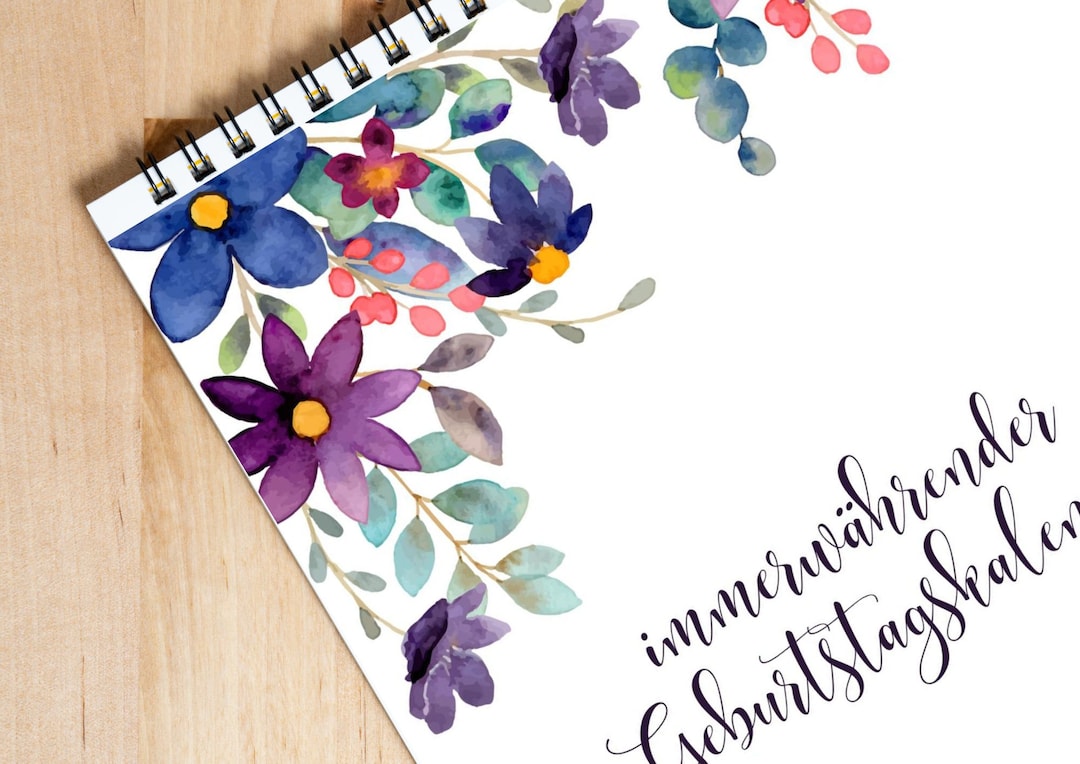 Birthday Calendar | Perpetual Calendar | Flowers | Floral | Watercolor ...