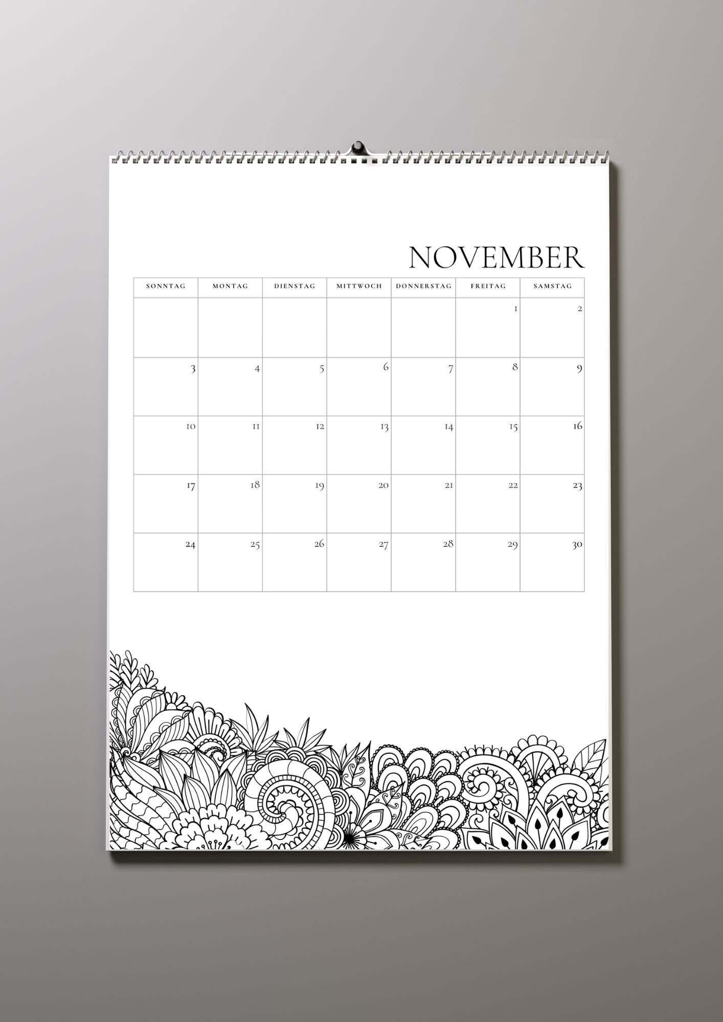 Mandala Calendar 2024 to Color in Coloring Calendar Flowers Floral A4 ...
