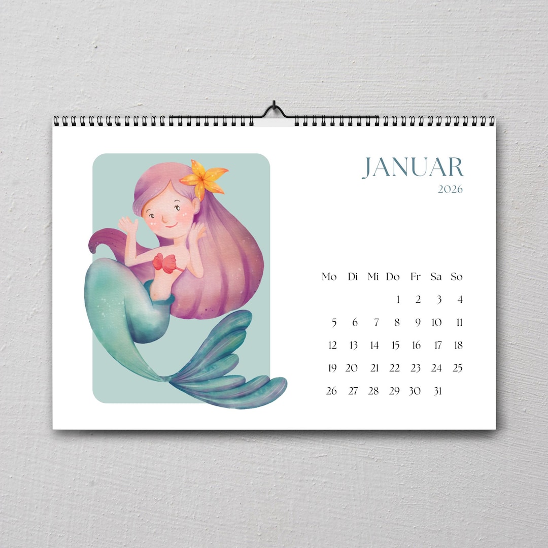 Children's Calendar 2026 - Mermaids | Watercolor Mermaids | A4 or A5 ...