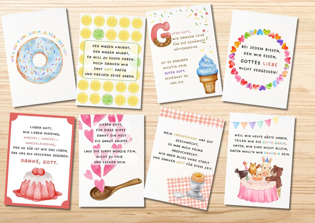 8 Postcards in a Set - Table Prayers for the Whole Family in a Folding ...