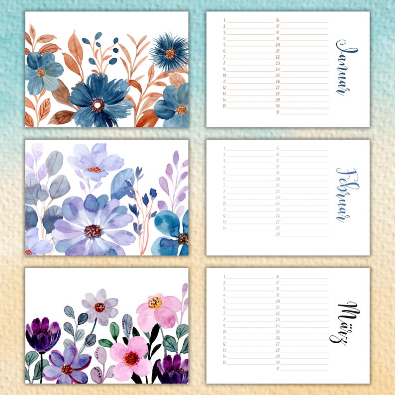 Desk Calendar - Floral Birthday Calendar | Perpetual Calendar ...