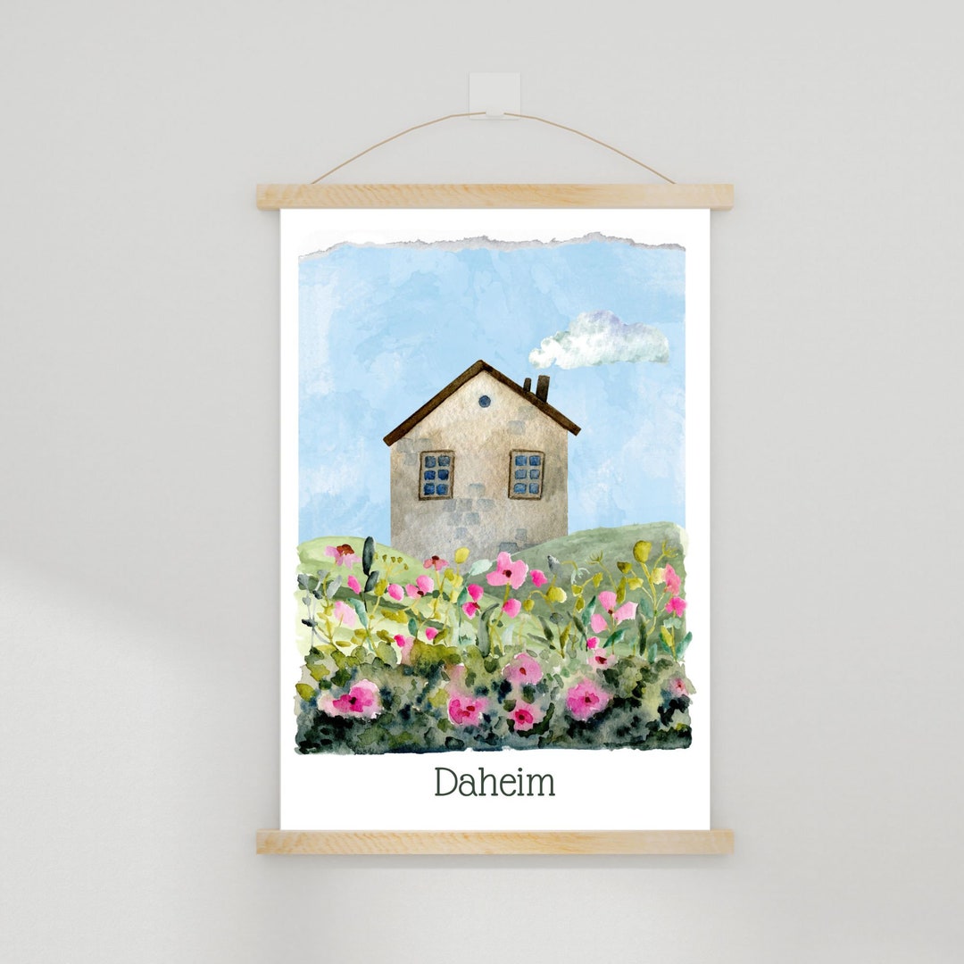 Poster Home Cottage in the Countryside Watercolor Art Print Wall Art ...