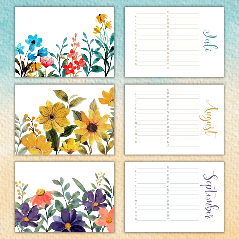 Desk Calendar - Floral Birthday Calendar | Perpetual Calendar ...