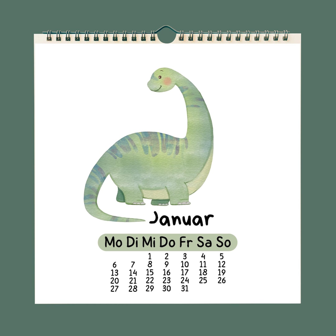 Children's Calendar 2025 Dino Calendar Watercolor Dinosaurs A4 Wall ...
