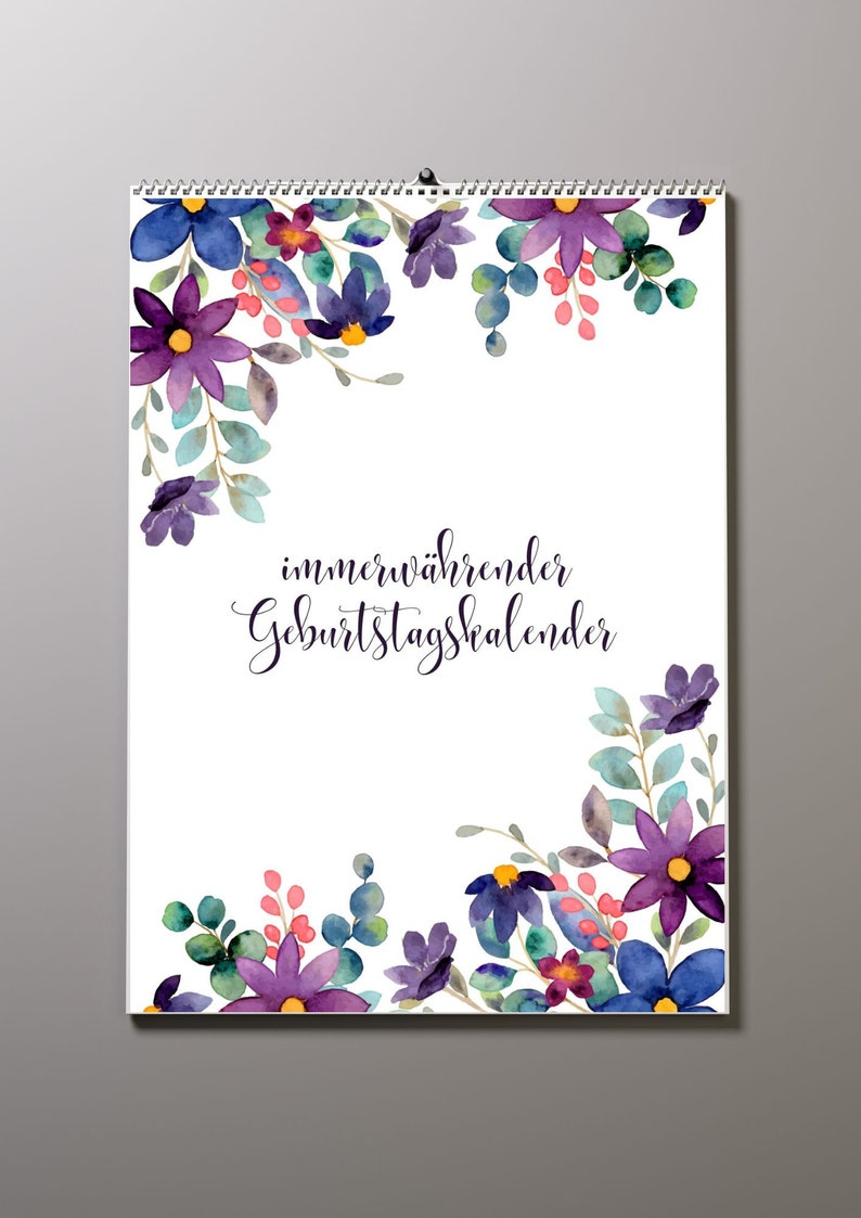Birthday Calendar | Perpetual Calendar | Flowers | Floral | Watercolor ...