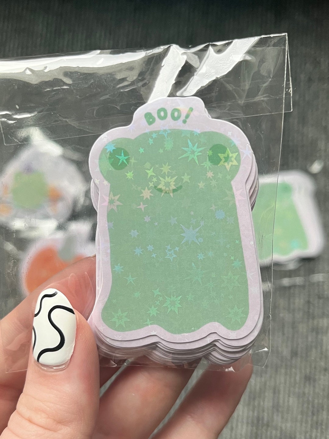 Spooky Ghost Frog Halloween Holographic Stickers - Etsy