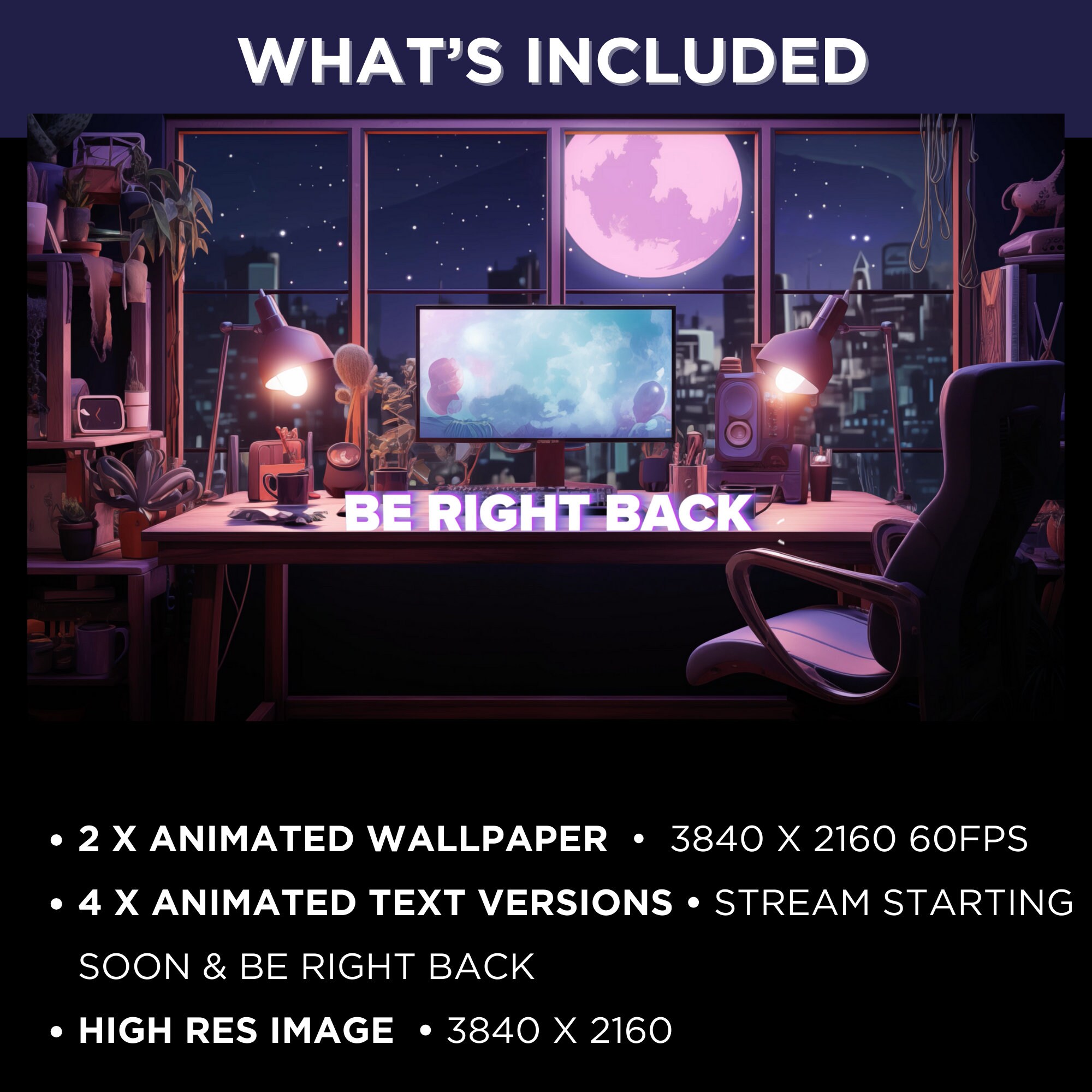 Stream Animated Live Background Twitch OBS Overlay Looped Vtuber 4K ...