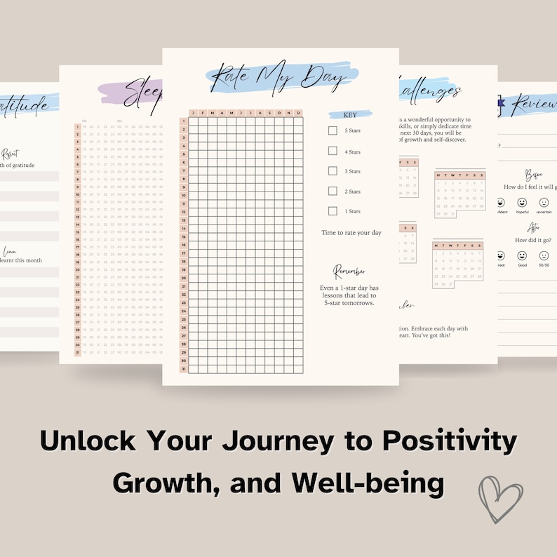 Digital Journal Tracker Printable Day Tracker, Health, Gratitude ...