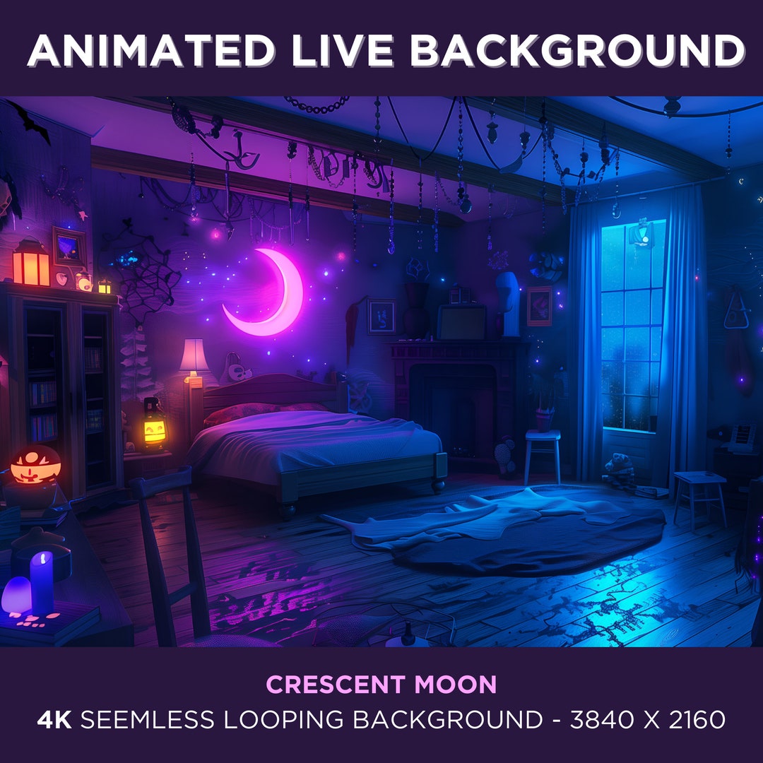 Stream Animated Live Crescent Moon Chamber Background Wallpaper Rain ...