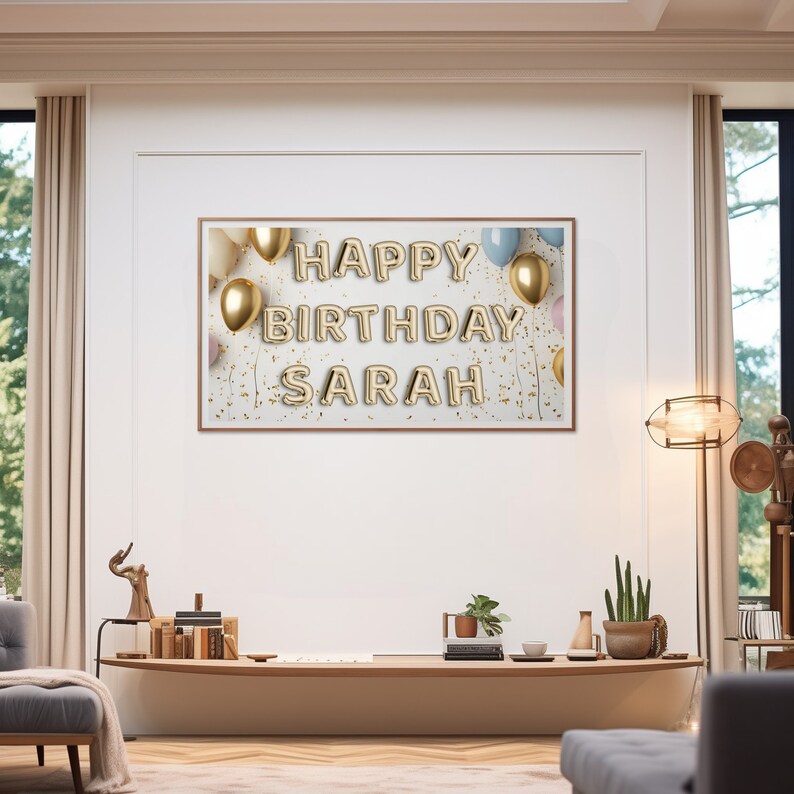 Personalised Animated Happy Birthday "name" Samsung Frame TV Art Motion ...