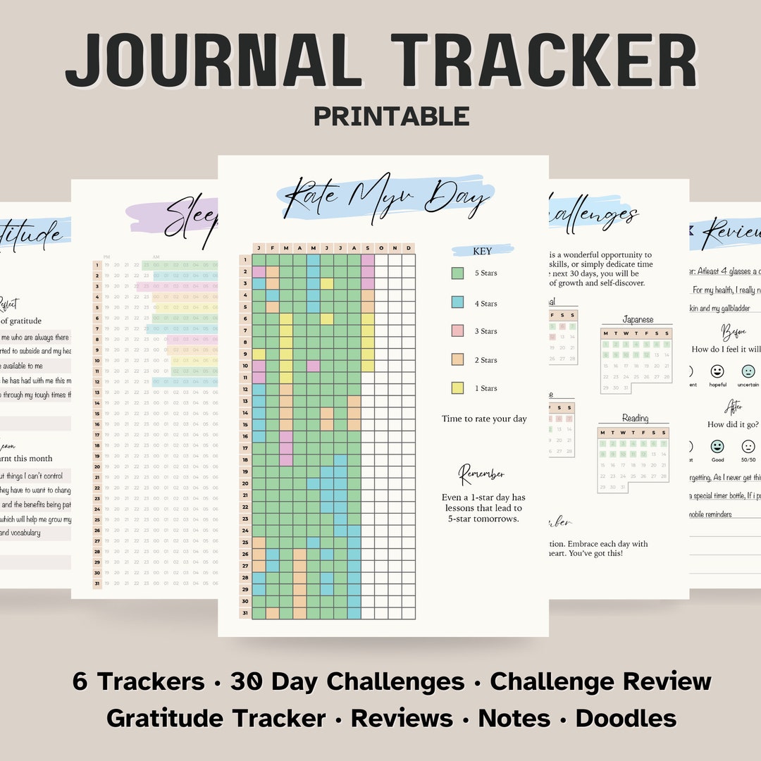 Digital Journal Tracker Printable Day Tracker, Health, Gratitude ...