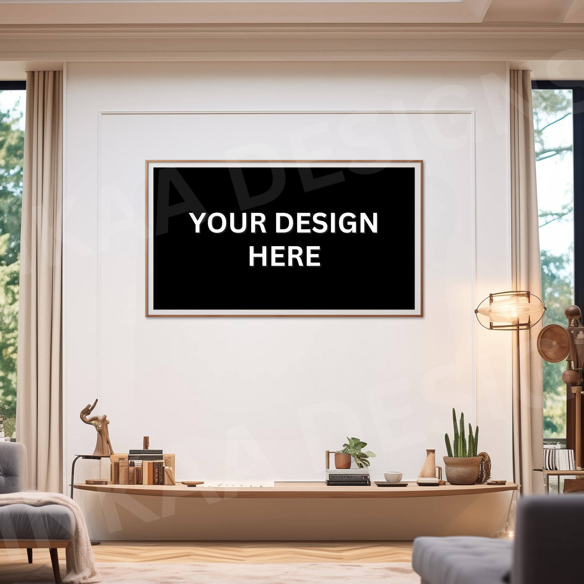 Canva Samsung Frame TV Mockup Templates White Wall Theme - Easy Drag ...