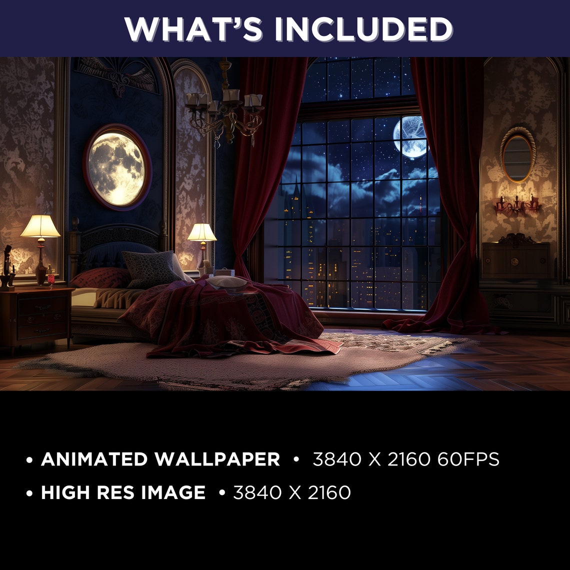 Stream Animated Live Velvet Moon Background Wallpaper Rain & Mood ...