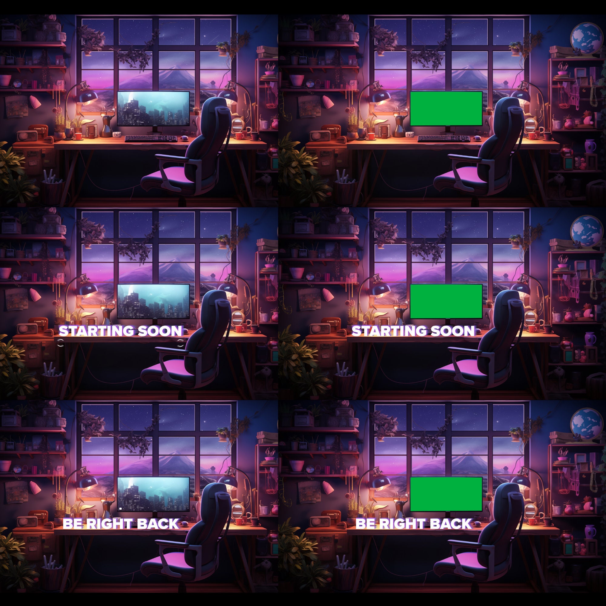 Stream Animated Live Pink Mountain Background With Green Screen Twitch ...