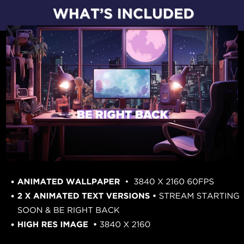 Stream Animated Live Background Twitch OBS Overlay Looped Vtuber 4K ...