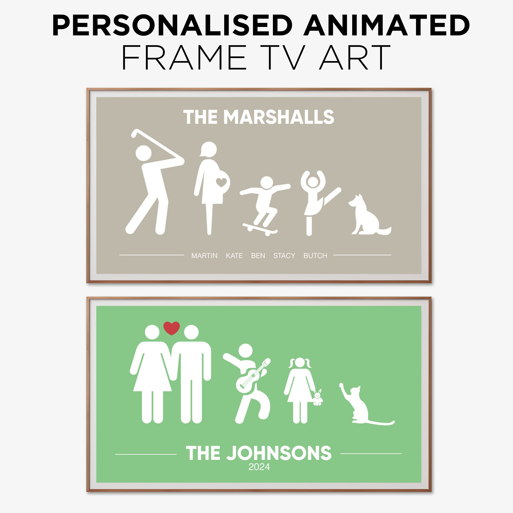 Personalised Animated Family Silhouette Portrait Samsung Frame TV Art ...