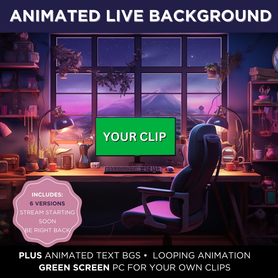 Stream Animated Live Pink Mountain Background With Green Screen Twitch ...