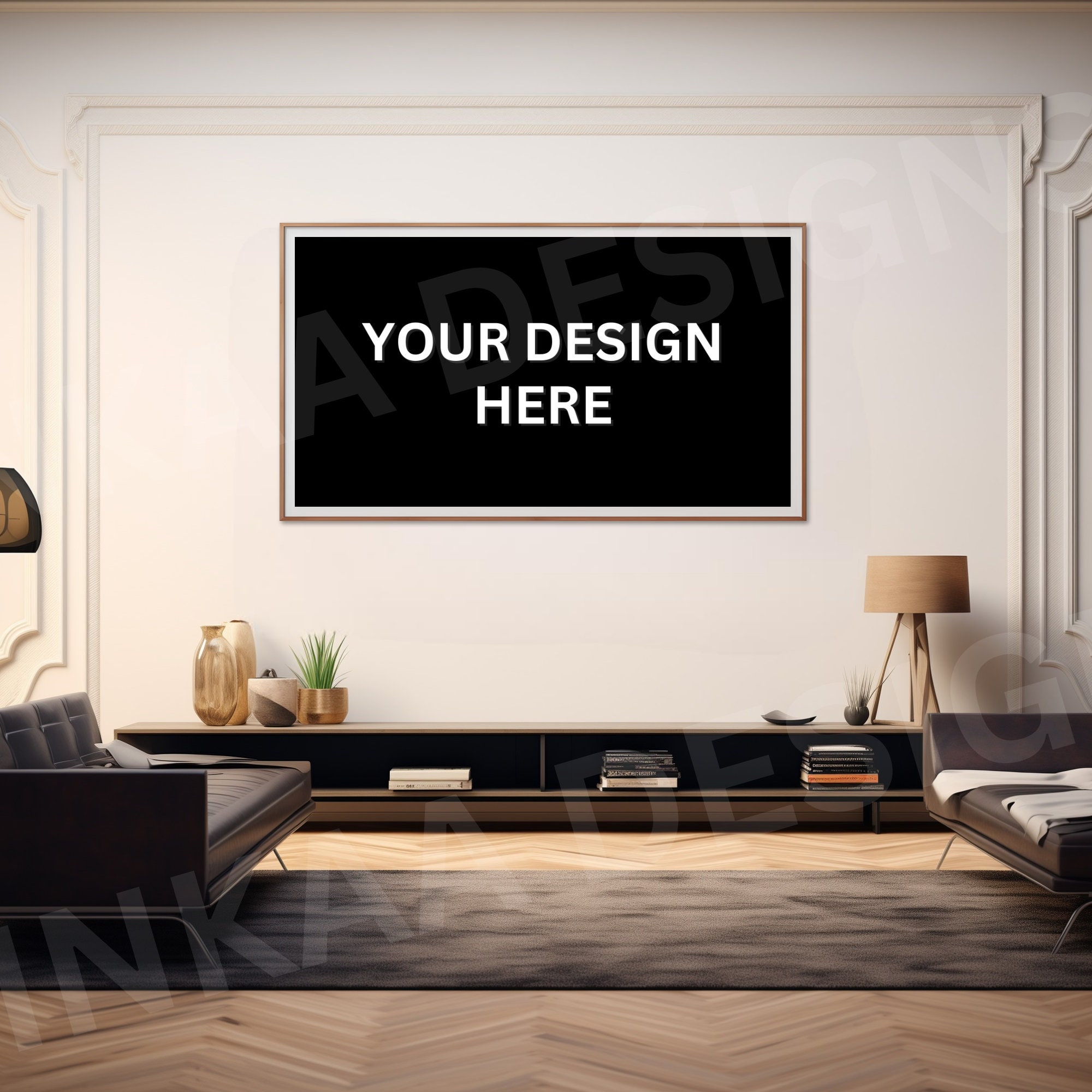 Canva Samsung Frame TV Mockup Templates White Wall Theme - Easy Drag ...