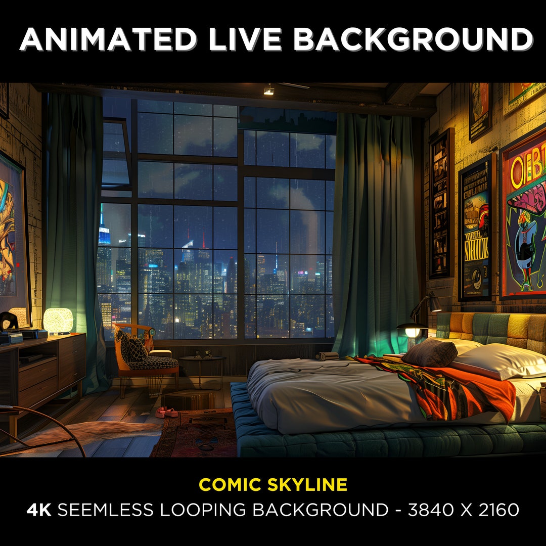 Stream Animated Live Comic Book Skyline Background Wallpaper Rain ...