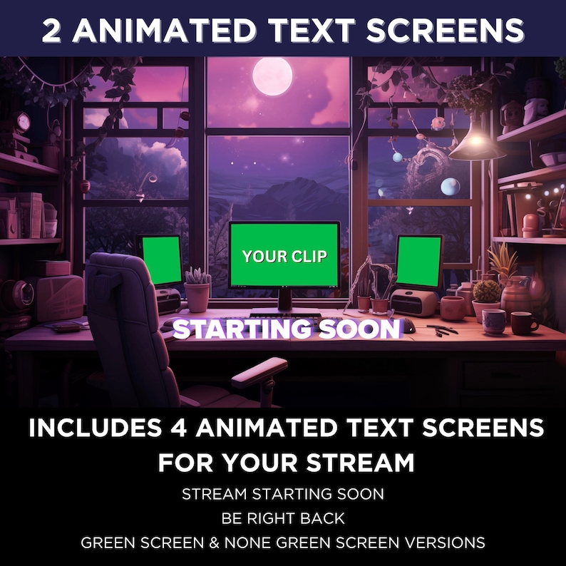 Stream Animated Live Pink Tranquil Office Background With Green Screen ...