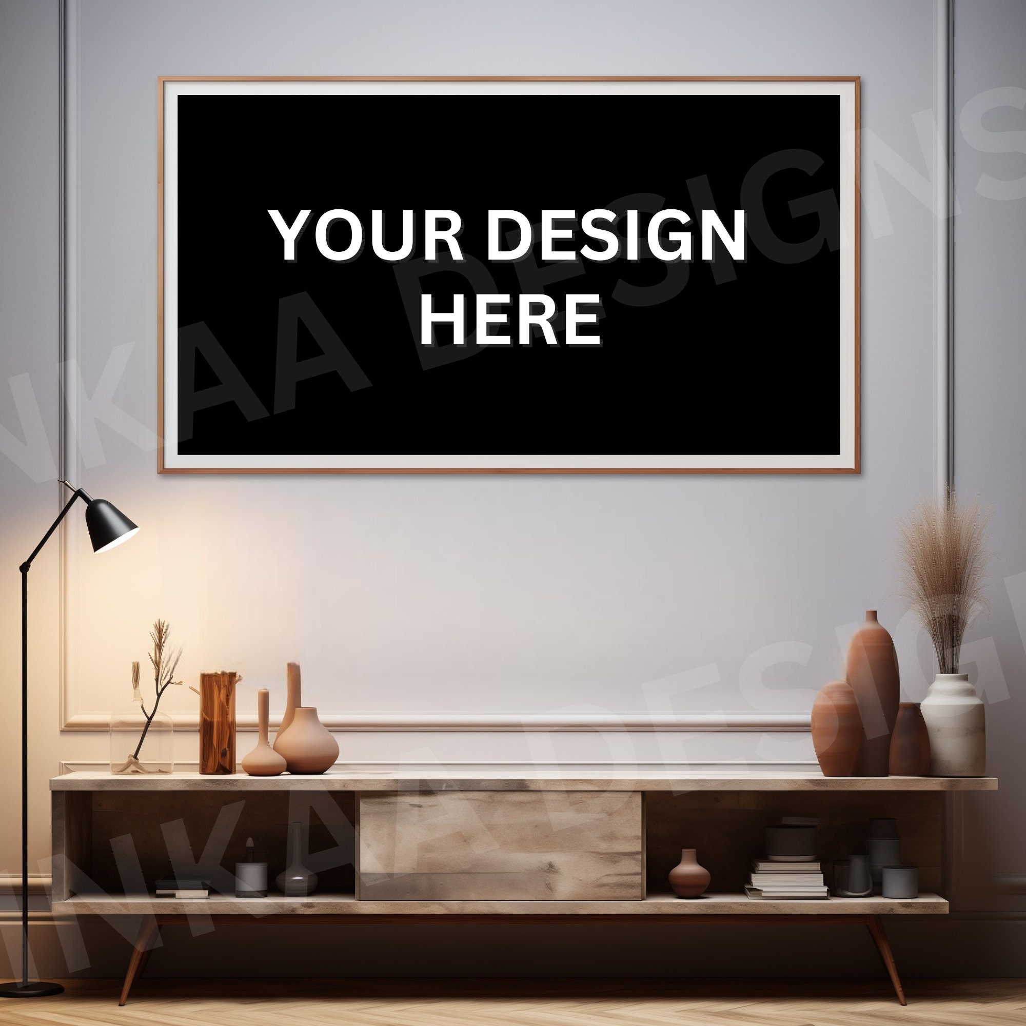 Canva Samsung Frame TV Mockup Templates White Wall Theme - Easy Drag ...