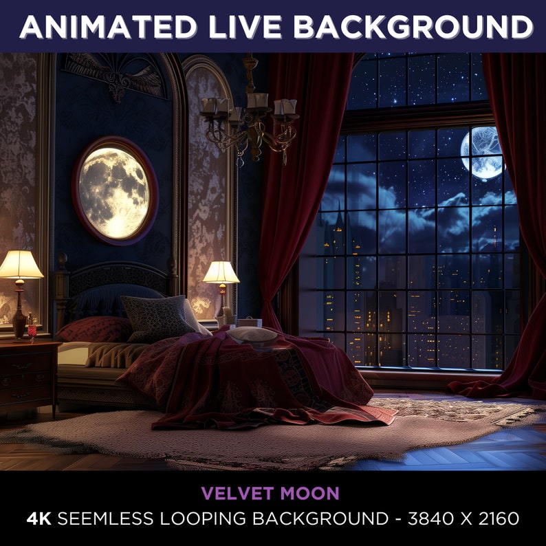 Stream Animated Live Velvet Moon Background Wallpaper Rain & Mood ...