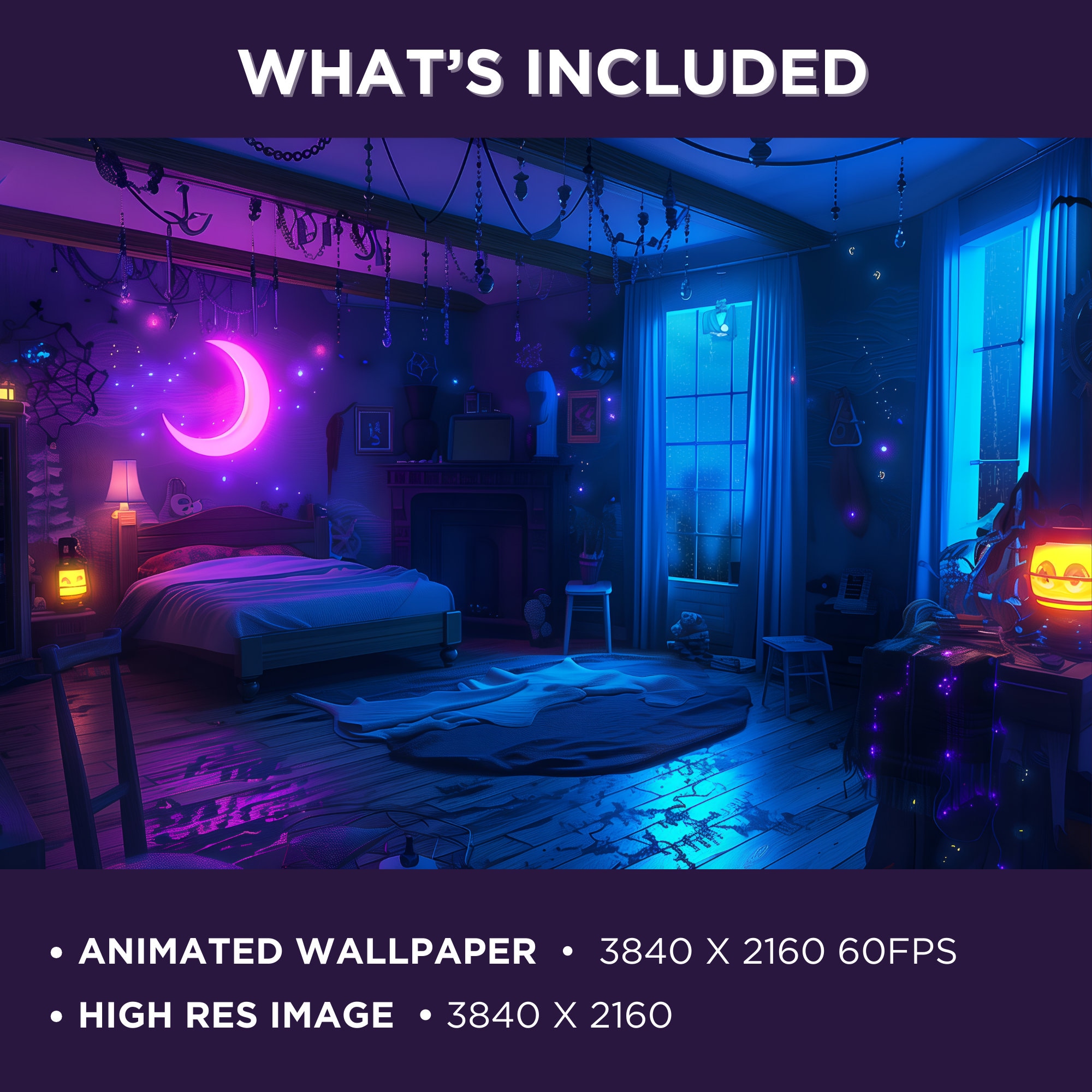 Stream Animated Live Crescent Moon Chamber Background Wallpaper Rain ...