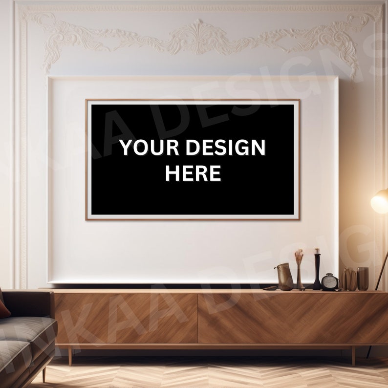 Canva Samsung Frame TV Mockup Templates White Wall Theme - Easy Drag ...