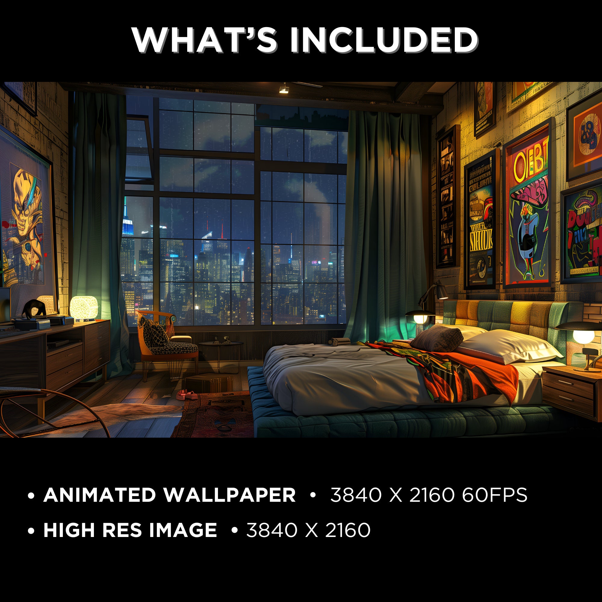 Stream Animated Live Comic Book Skyline Background Wallpaper Rain ...