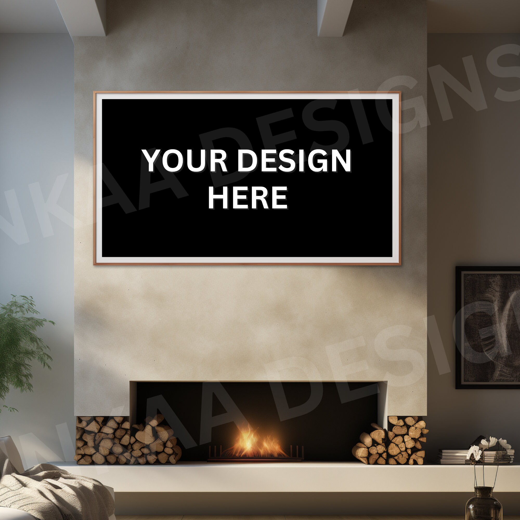 Canva Samsung Frame TV Mockup Templates Stone Theme - Easy Drag and ...
