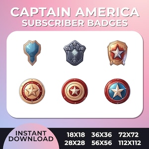 Captain America Theme Twitch Subscriber Badges | Sub Badges | Tier ...