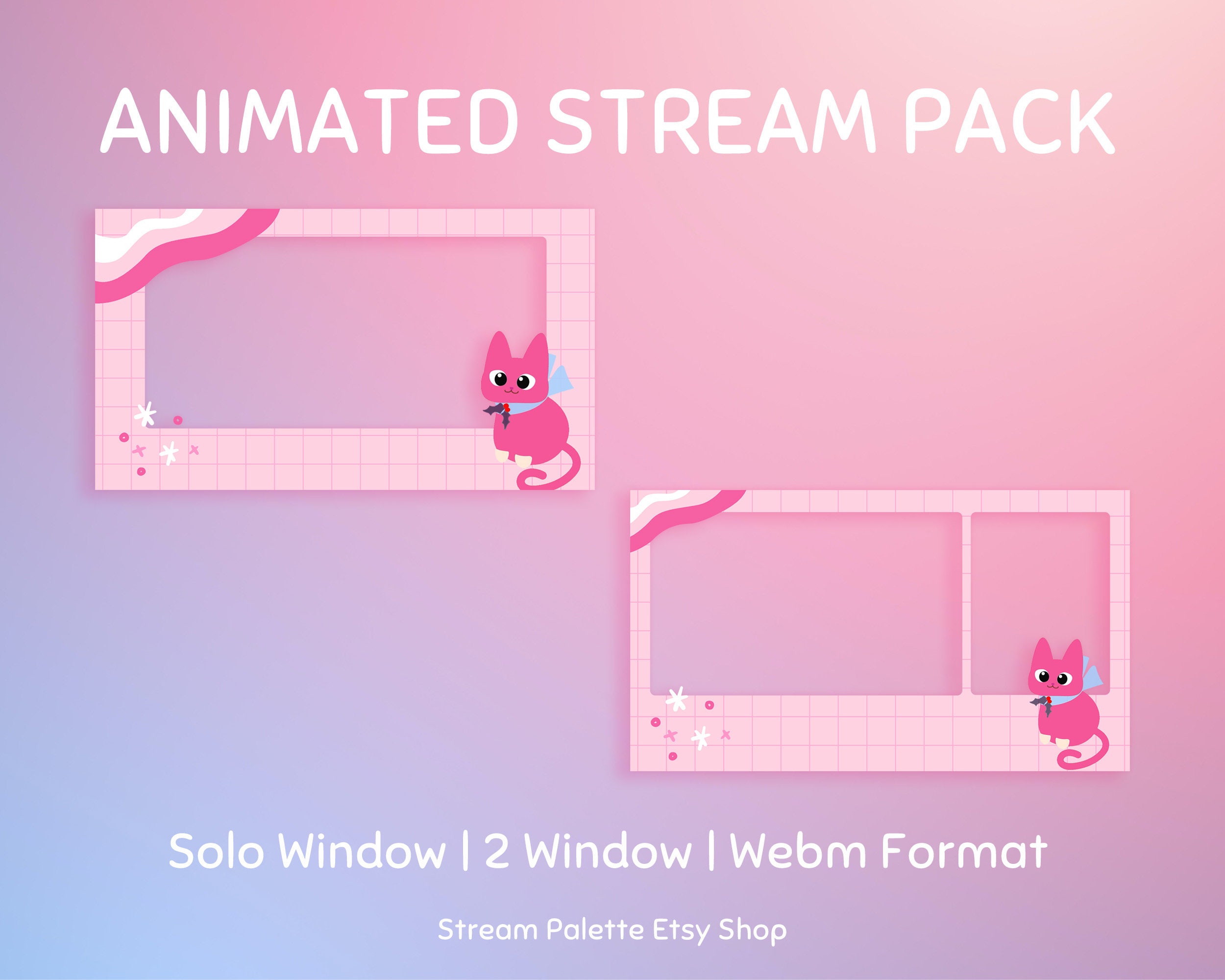 Cute Cat Theme Animated Streaming Graphics Pack for Live Streaming ...
