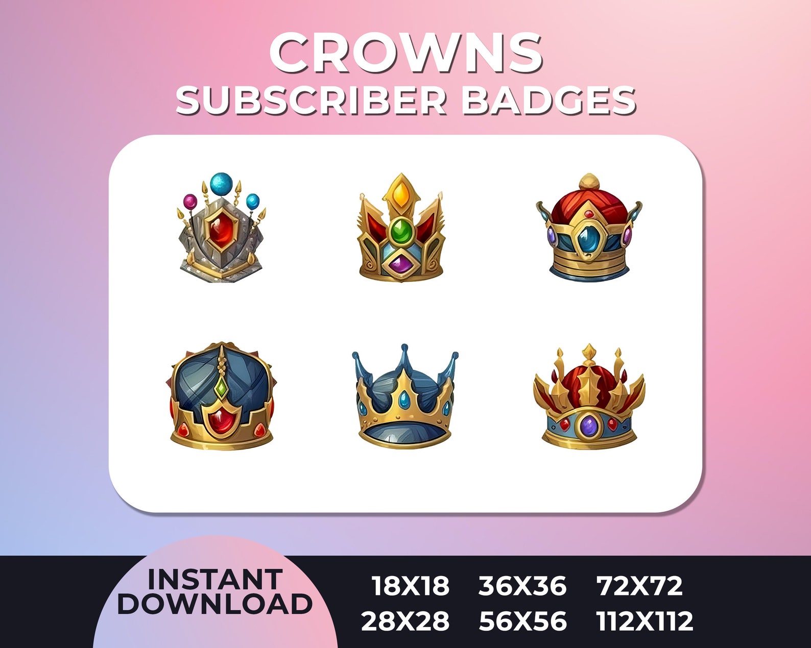 Crown Twitch Subscriber Badges | Bit Badges | Tier Badges | Cheer ...